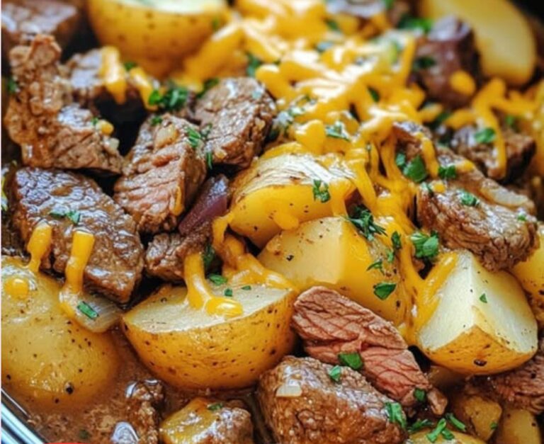 Crockpot Loaded Steak and Potato Bake