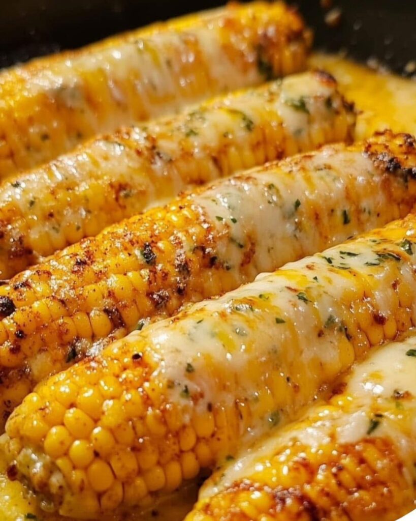 Grilled Corn with Garlic Herb Butter and Parmesan – A BBQ Favorite! 🌽🔥🧀
