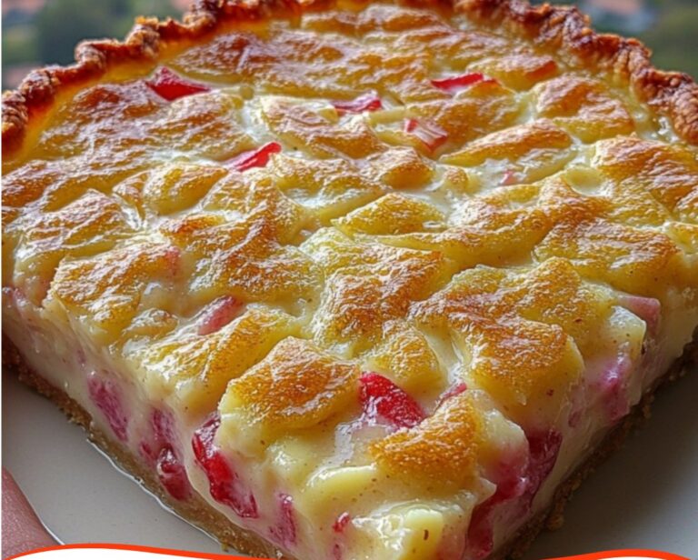 Crustless Rhubarb Custard Pie – A Creamy Springtime Favorite 🍓🍮